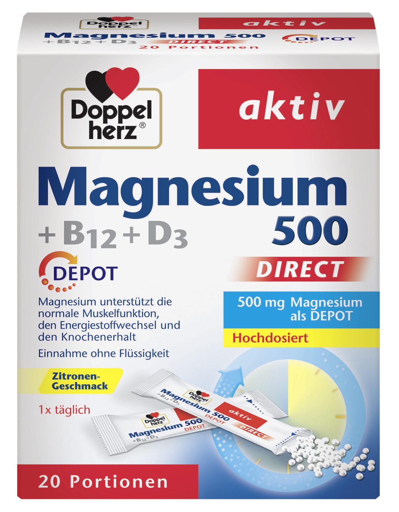 DOPPELHERZ MAGN.500+B12+D3 20STI., 20G PK - Depha GmbH